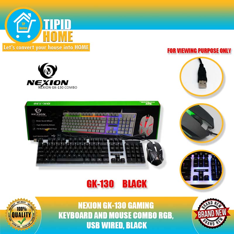 NEXION GK-130 GAMING KEYBOARD AND MOUSE COMBO RGB, USB WIRED, BLACK ...