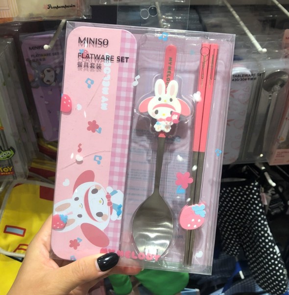 MINISO Sanrio Cinnamon Dog Tableware Set Kuromi Melody Cute Portable ...