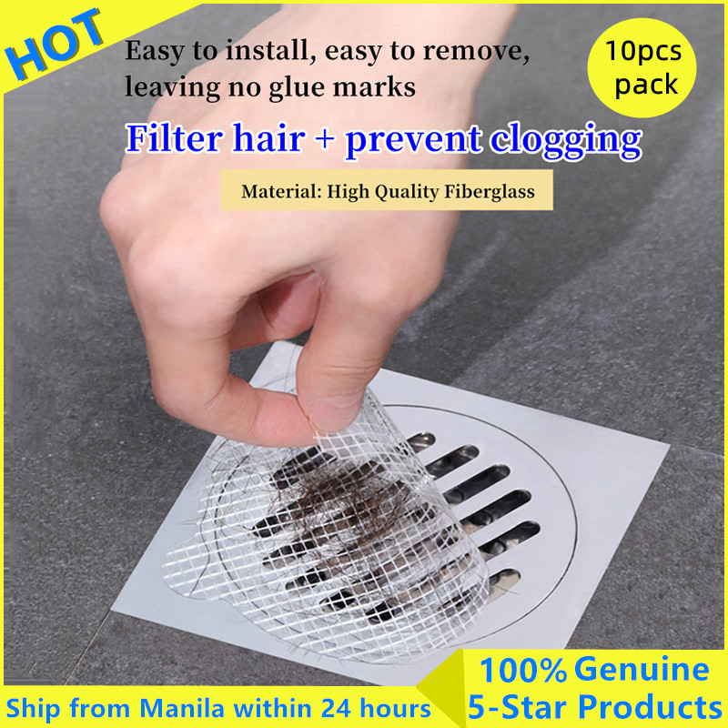 10pcs Shower Drain Stickers Hair Catcher Mesh Stickers Floor Drain Net ...
