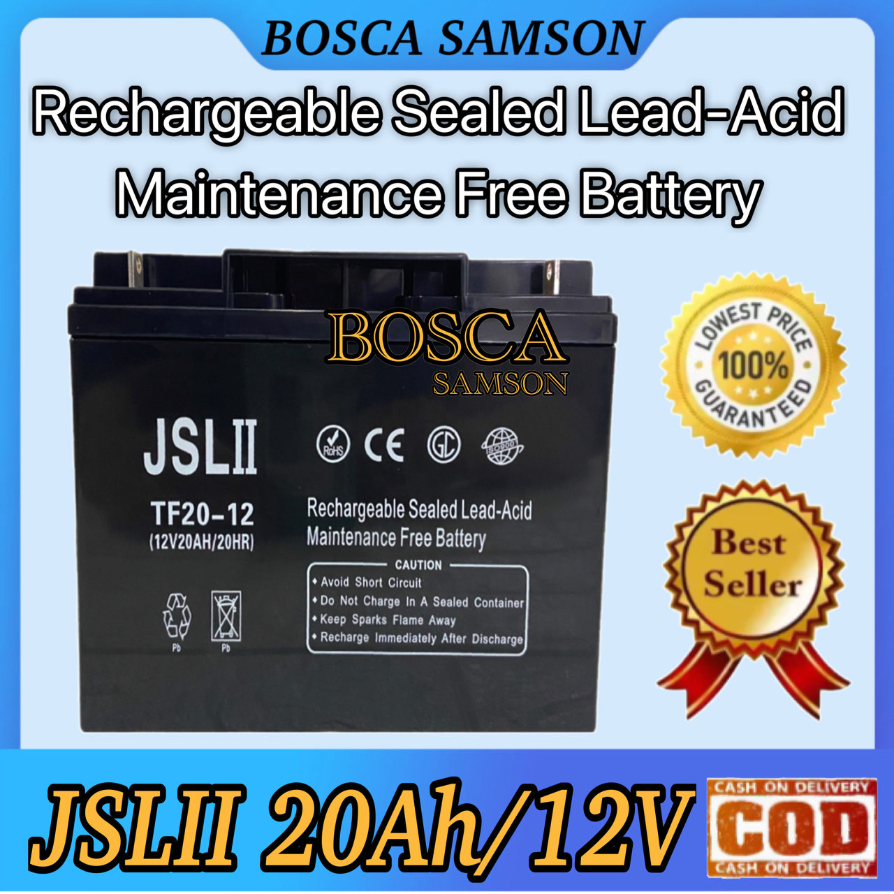 JSL II 20Ah 12V Regulated Sealed Lead Acid Battery for Medical Devices ...