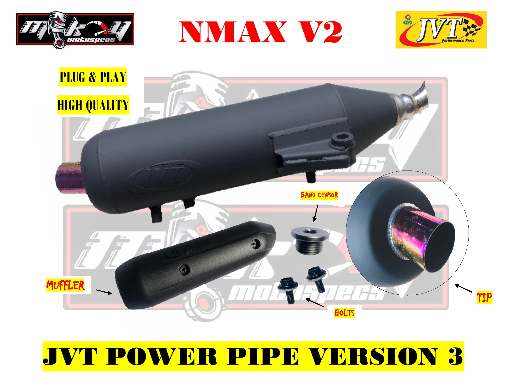 JVT POWER PIPE VERSION 3 FOR NMAX V2 PUG AND PLAY HIGH AND QUALITY ...