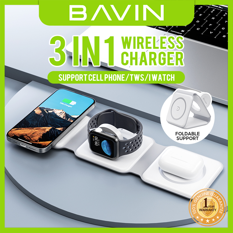 BAVIN PC962 3 in 1 15W Magnetic Wireless Fast Charger Foldable ...