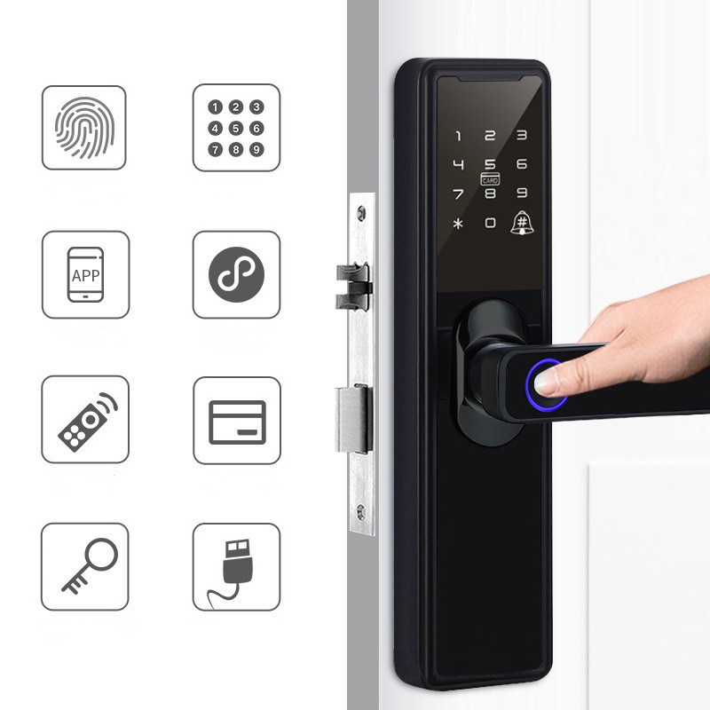 Tuya Smart Fingerprint Door Lock Wifi Electronic Smart Door Lock Security Door Fingerprint ...