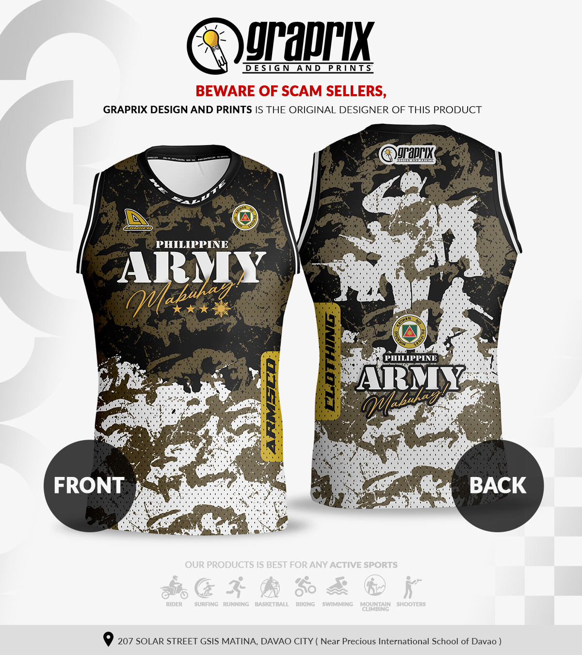 Army Jersey Full Sublimation - We Salute PH Army Mabuhay - Mens ...