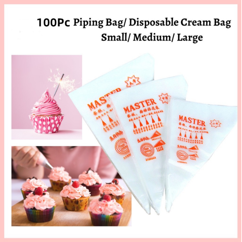Ready Stock 100Pcs Cream Icing Piping Baking Disposable Cake Pastry Bag ...