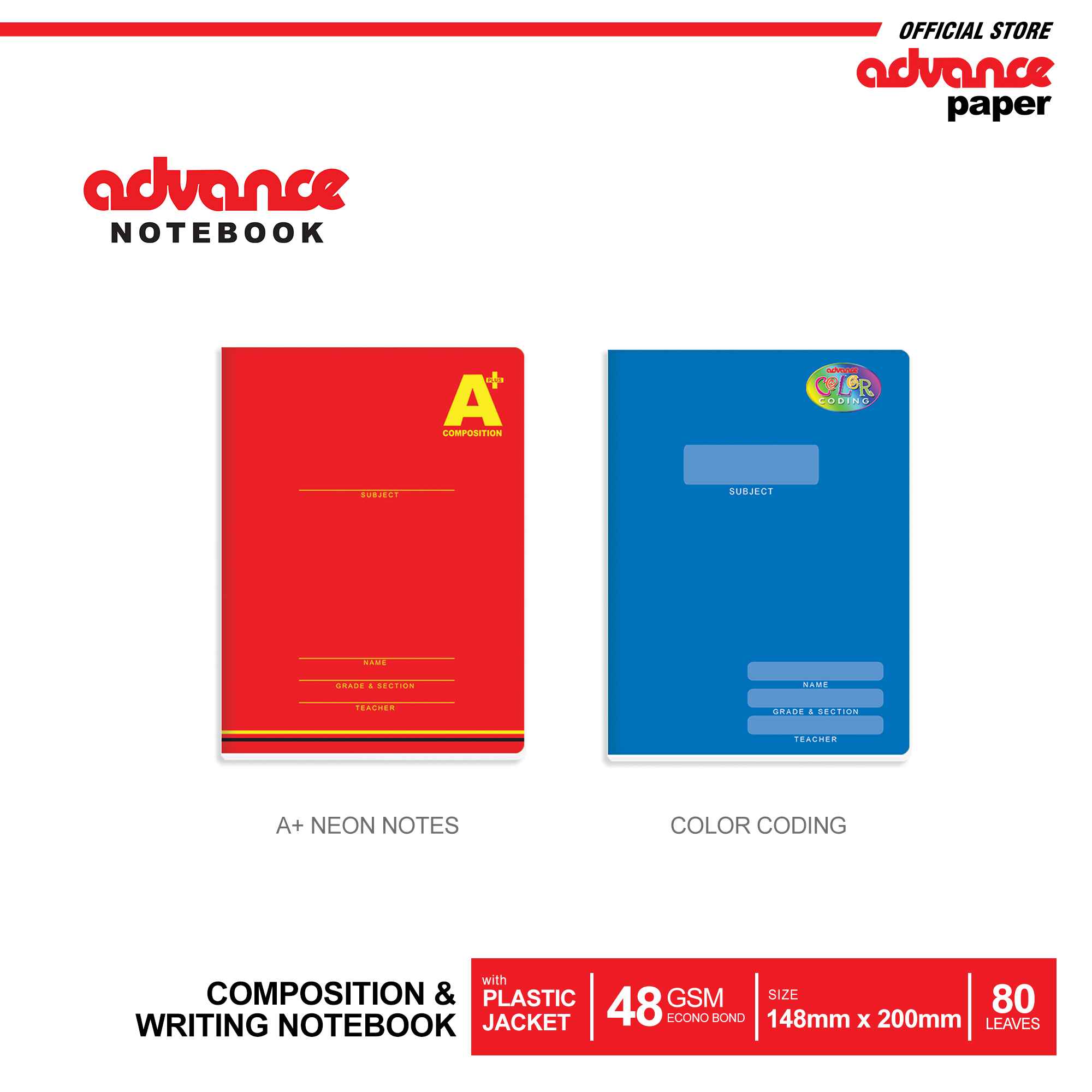 Advance Writing Notebook 80lvs (Generic Designs ) - with plastic jacket ...