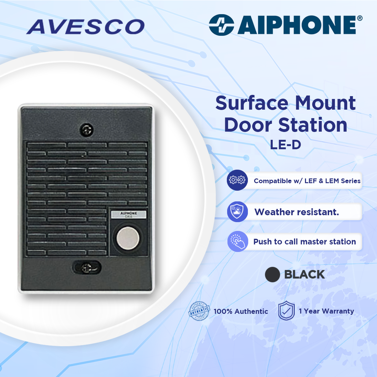 Aiphone Intercom Aiphone LE-D Surface Mount Audio Door Station Aiphone ...
