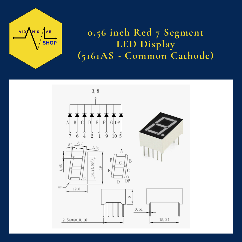 0.56 inch Red 7 Segment LED Display | 1 Digit | 2 Digits | 3 Digits ...