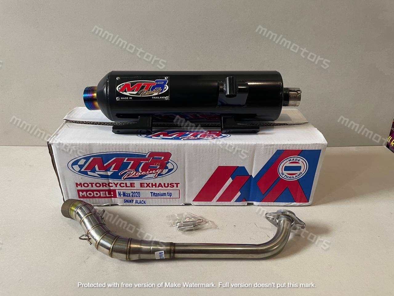 MT8 Exhaust Pipe NMAX V2 2020 - 2022 | Shiny Black, Titanium Tip | Lazada PH