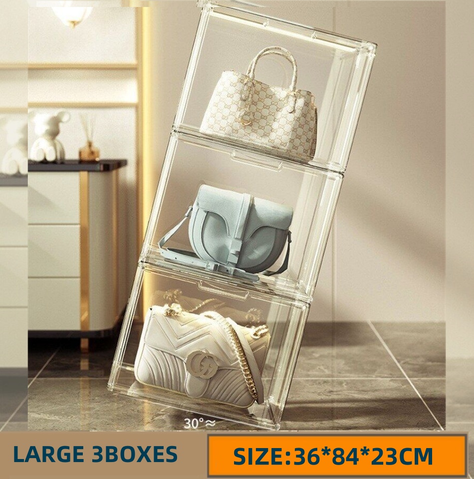 DEEYO Transparent Acrylic Bag Organizer Magnetic Bag Storage Box ...