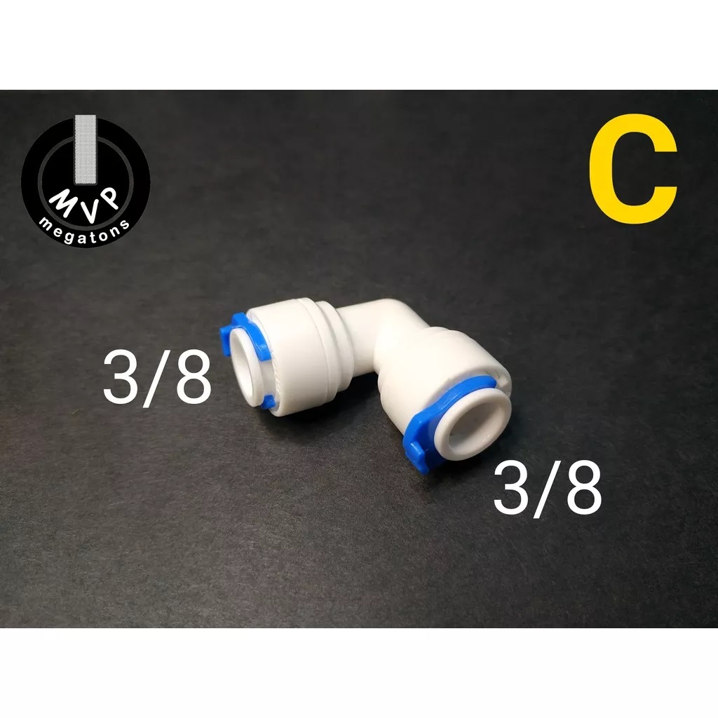 Union Elbow Connector RO Fittings Quick Connect 1/4" and 3/8" Reverse ...