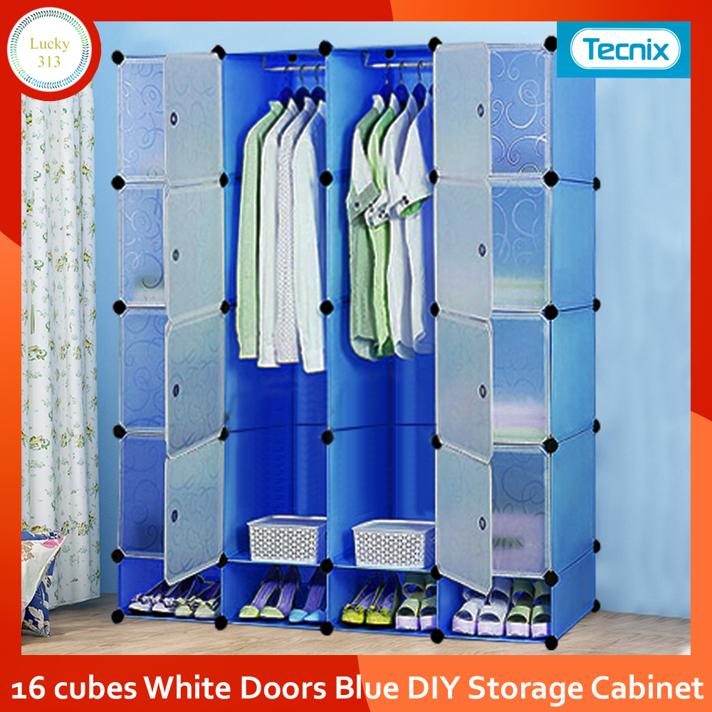 Tupper Cabinet 16 cubes White Doors Blue DIY Storage Cabinet with Shoe ...