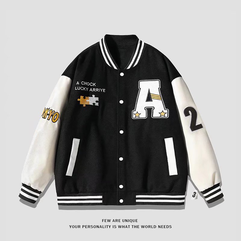 Aesthetic jacket for men Korean style casual baseball uniform vintage ...