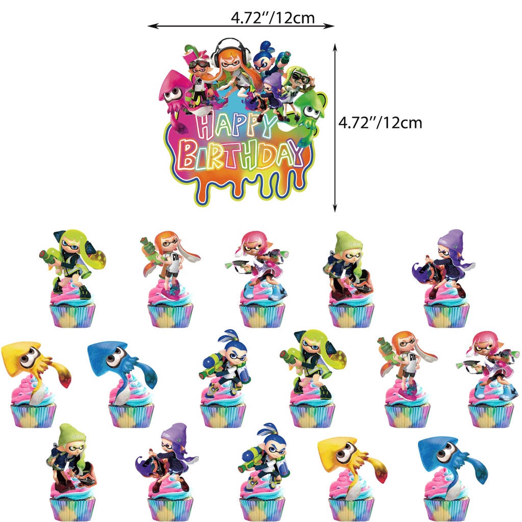 Kira Splatoon 3 Theme kids birthday party decorations banner cake ...