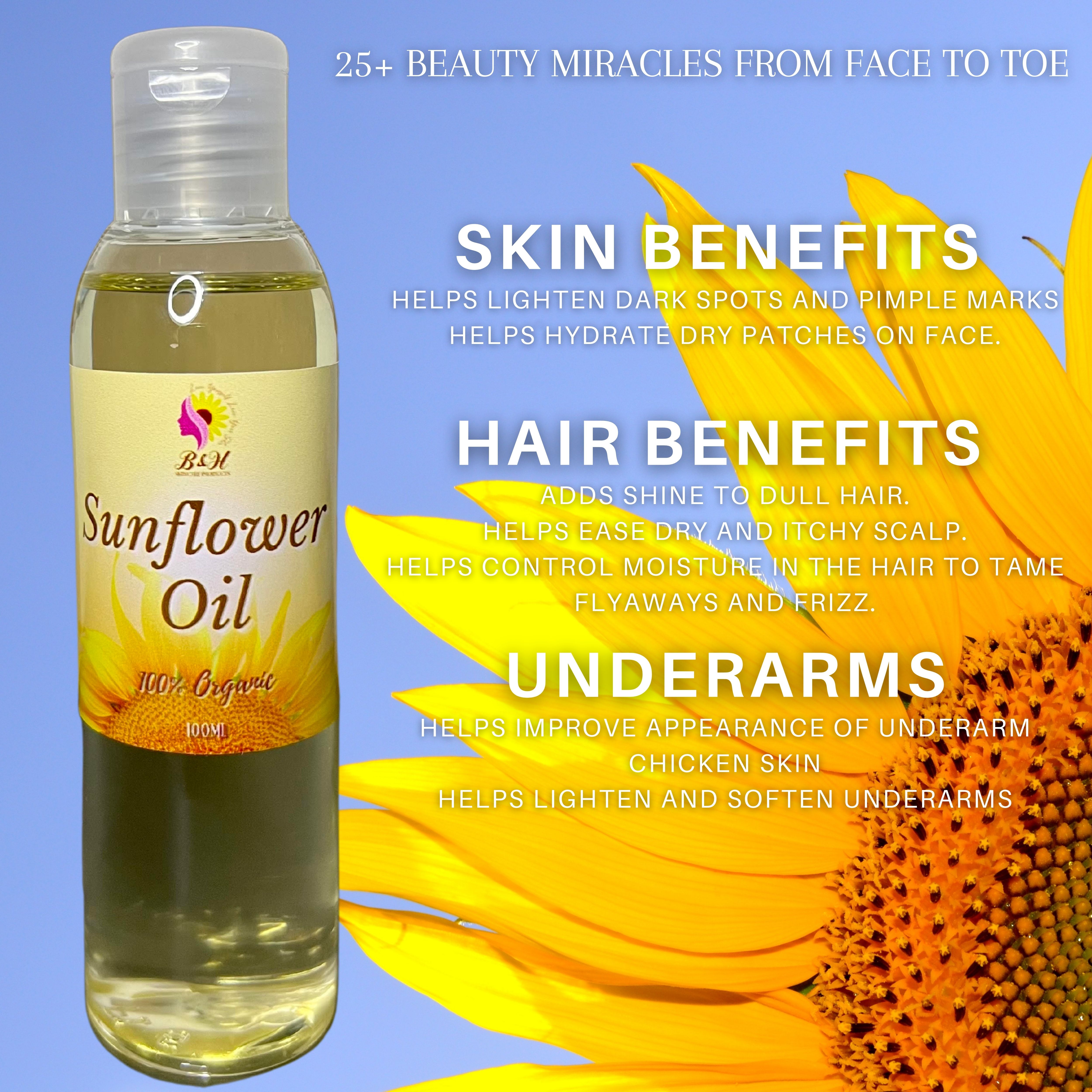 SUNFLOWER BEAUTY OIL with Collagen & Vitamin E 100% Natural (25 Beauty ...