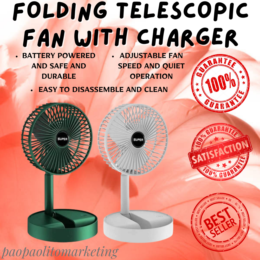 Best Seller FOLDING TELESCOPIC FAN WITH CHARGER | Portable Foldable ...