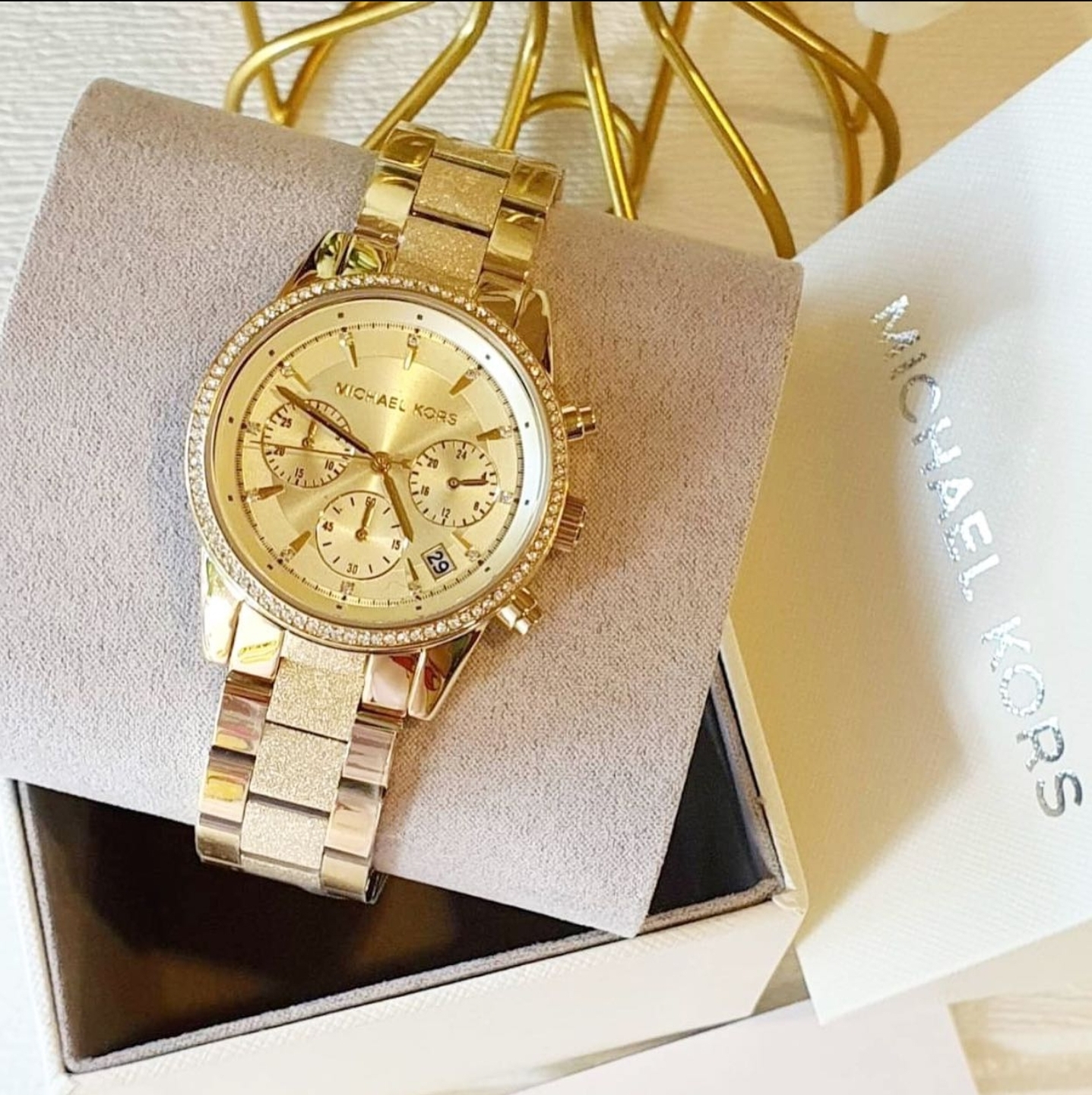 Guaranteed Original Michael Kors Women's Ritz Chronograph Gold-Tone ...