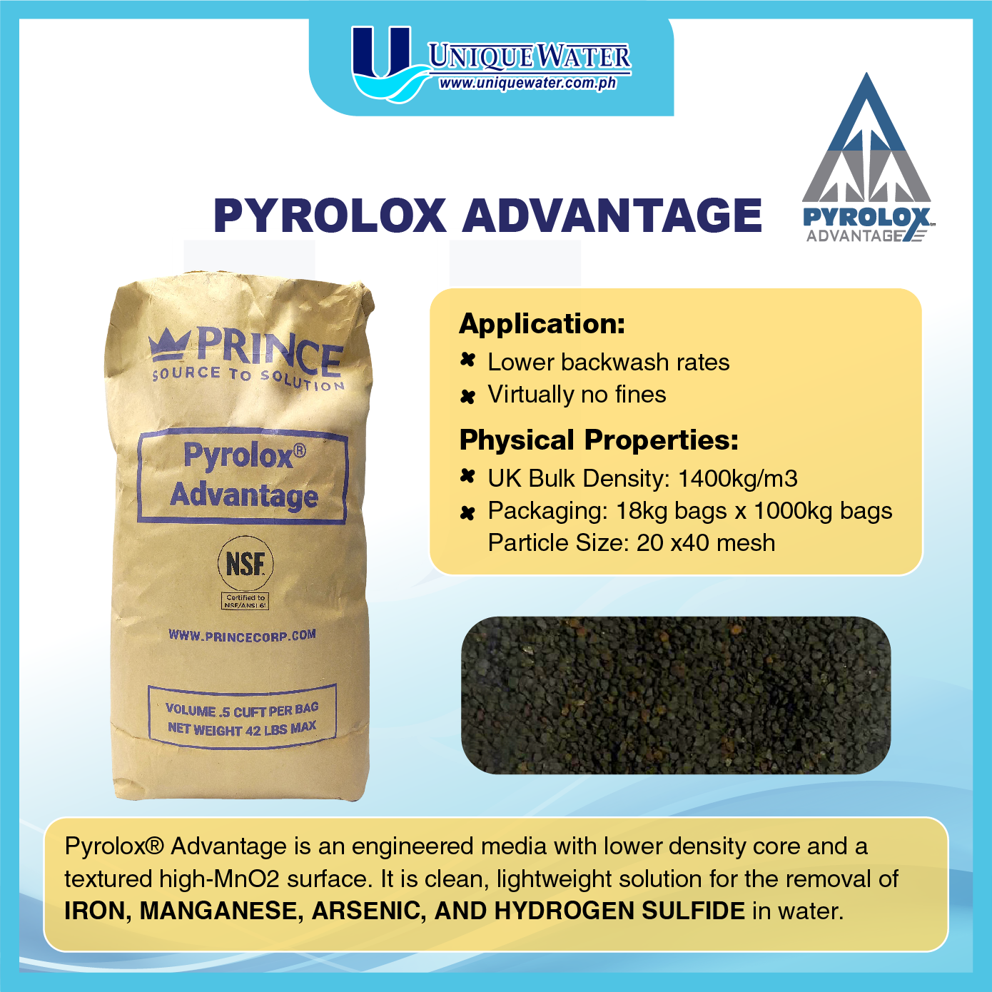 Pyrolox (Advantage) | Manganese and Iron Removal Media Filter | Lazada PH