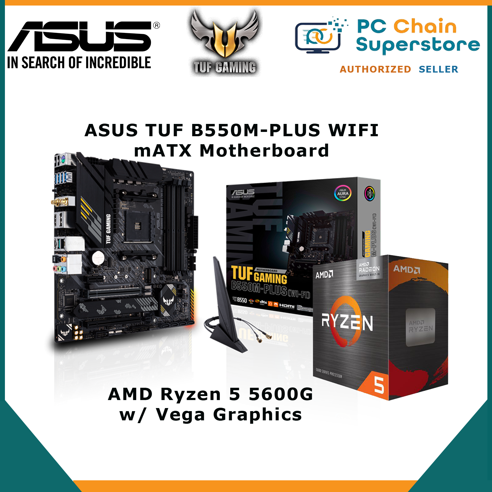 AMD Ryzen 5 5600G AM4 Processor w/ Radeon Vega Graphics + ASUS TUF ...