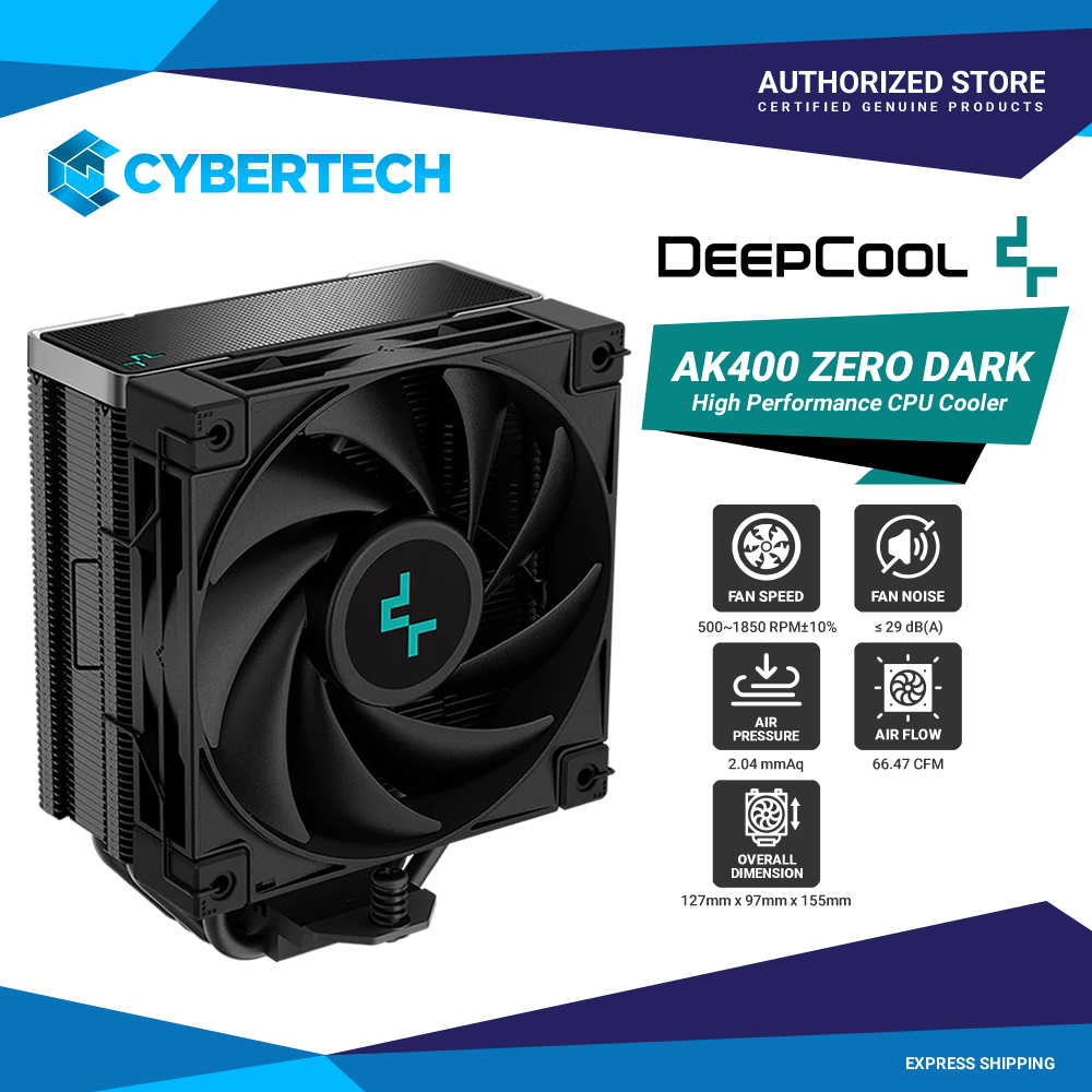 Deepcool AK400 Zero Dark - All Black Variant Single Tower CPU Cooler ...