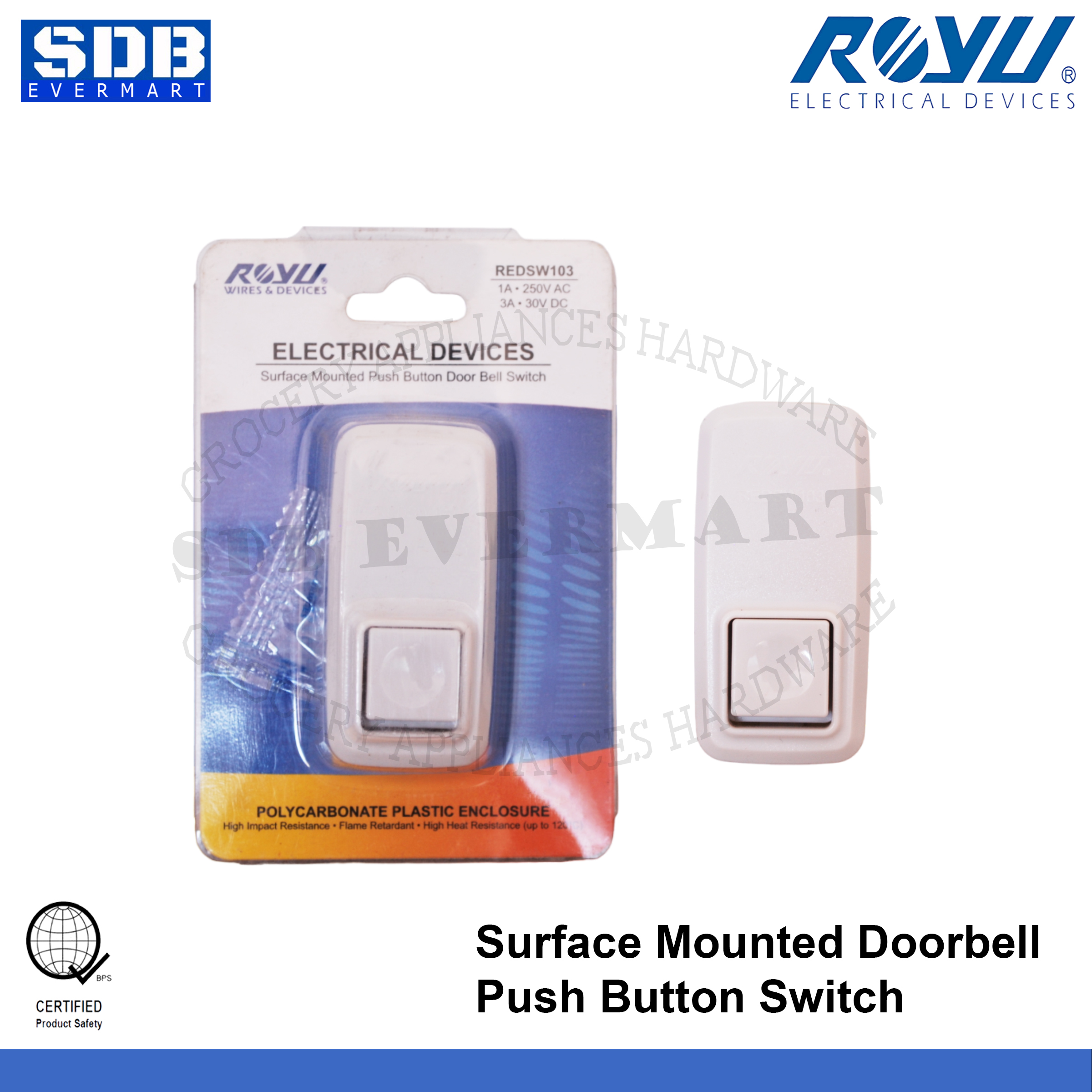 Royu-Surface Mounted Doorbell Push Button Switch-[REDSW103]-1pc | Lazada PH