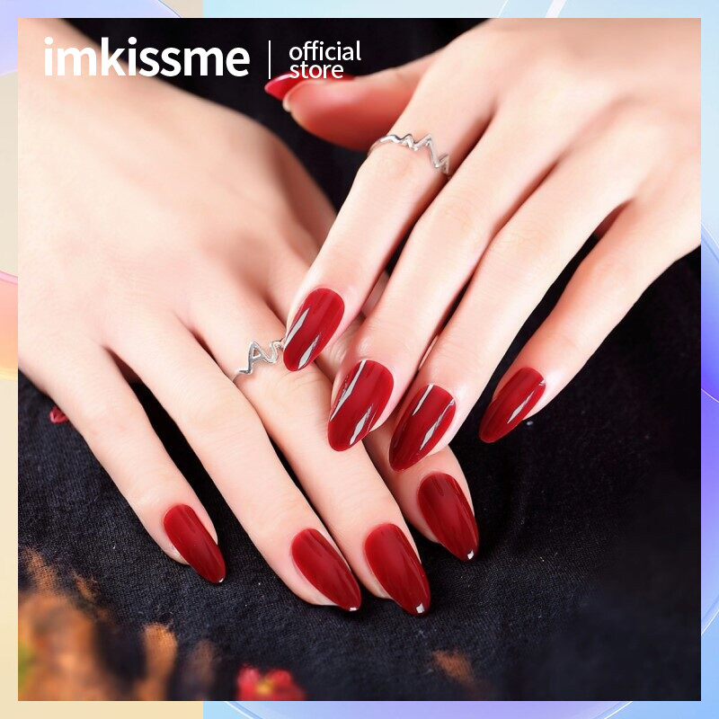 24pcs Fake Nail Simple Design Pure Color Nail Art Tips with Glue Ladies ...