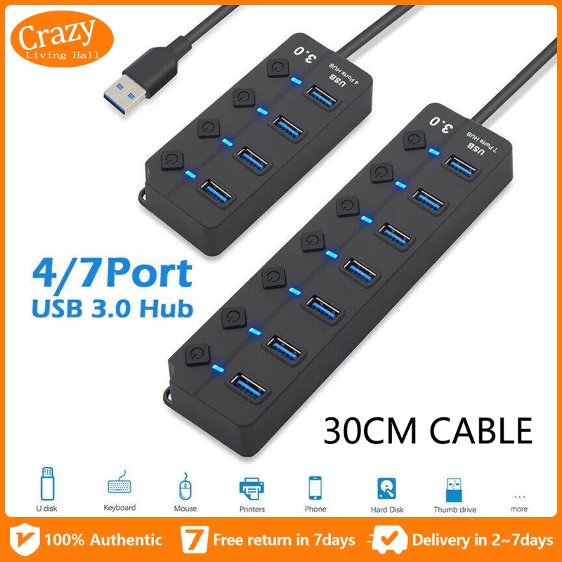 WOO- Original USB Port 4/7 Ports 3.0 5GBPS High Speed With Switch USB ...