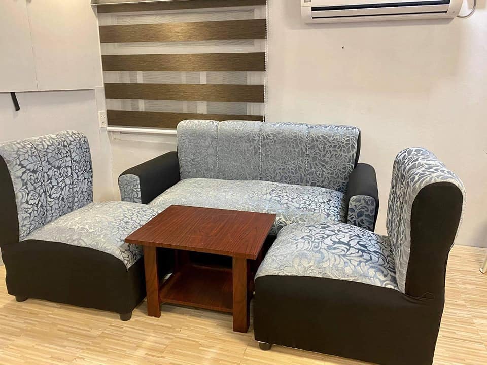 sala set Light grey velvet with center table uratex foam | Lazada PH