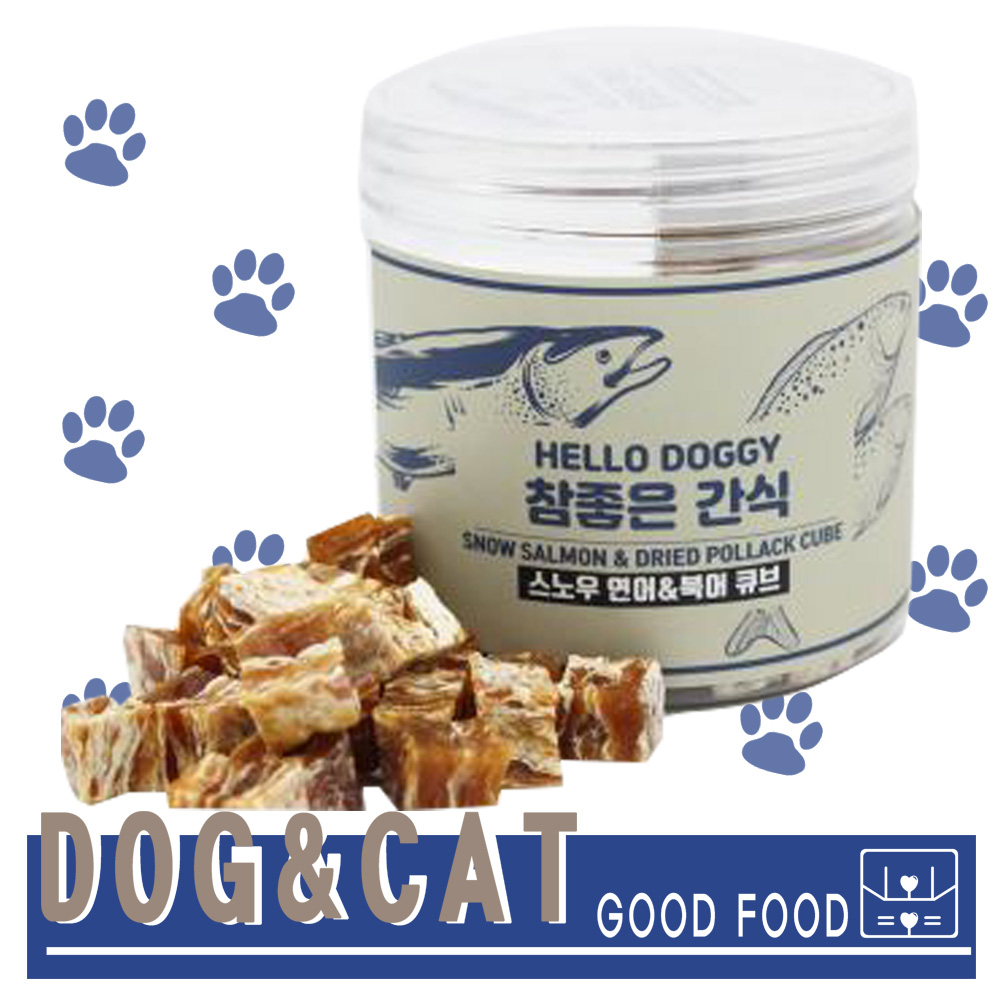 Hello Doggy (Salmon & fish) Cube dog cat snack Dog Treats (150g ...
