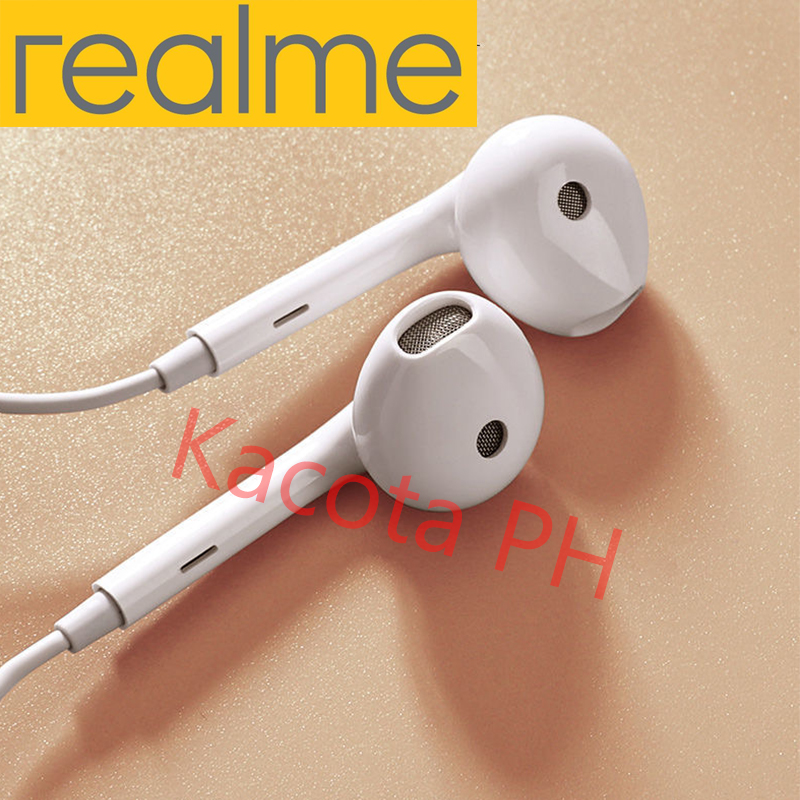 Realme Earphone Original With Mic 3.5mm In-Ear Wired Buds Earbuds Built ...