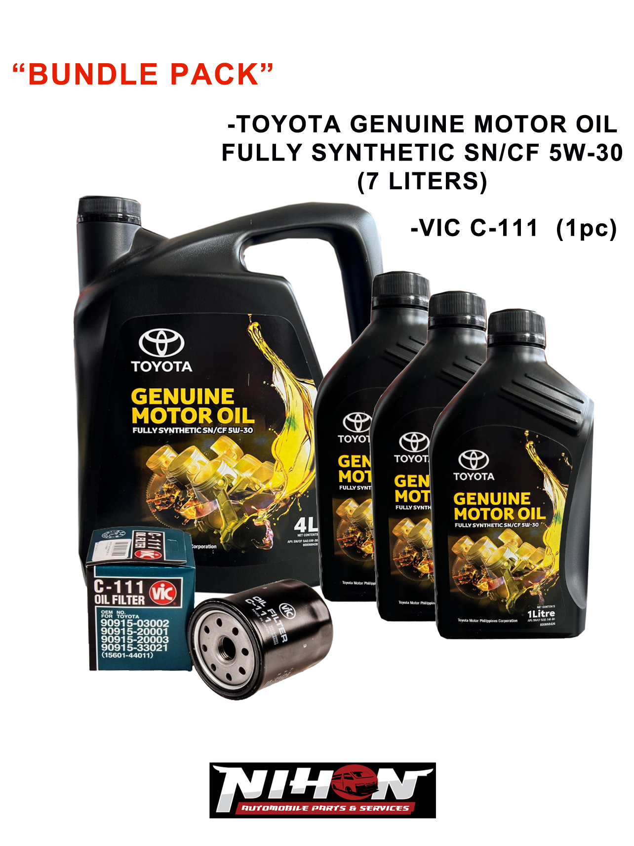 TOYOTA GENUINE MOTOR OIL 5W-30 CHANGE OIL BUNDLE PACK (7 LITERS) AND ...