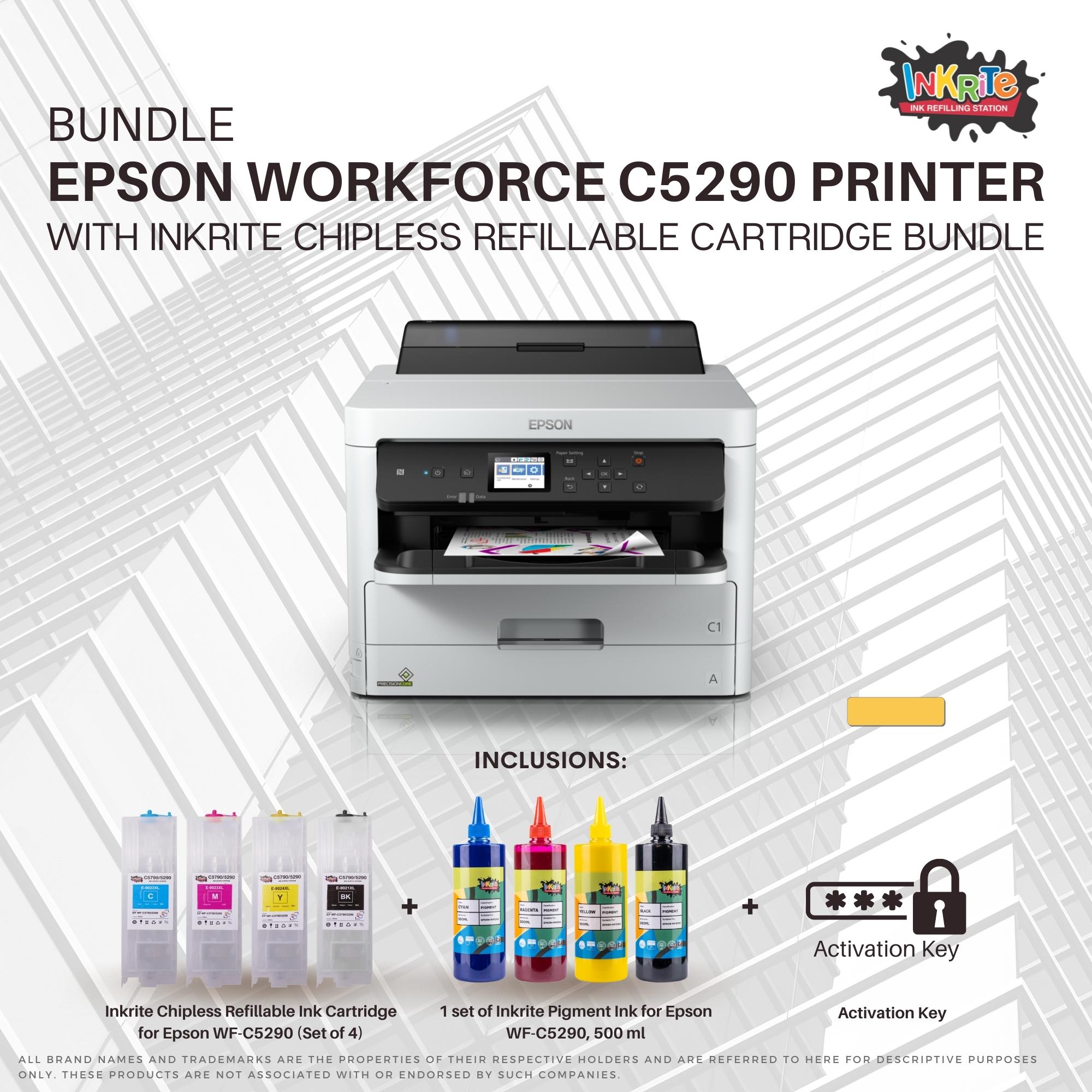 [BUNDLE] Epson WF-C5290 Printer with Inkrite Chipless Refillable ...