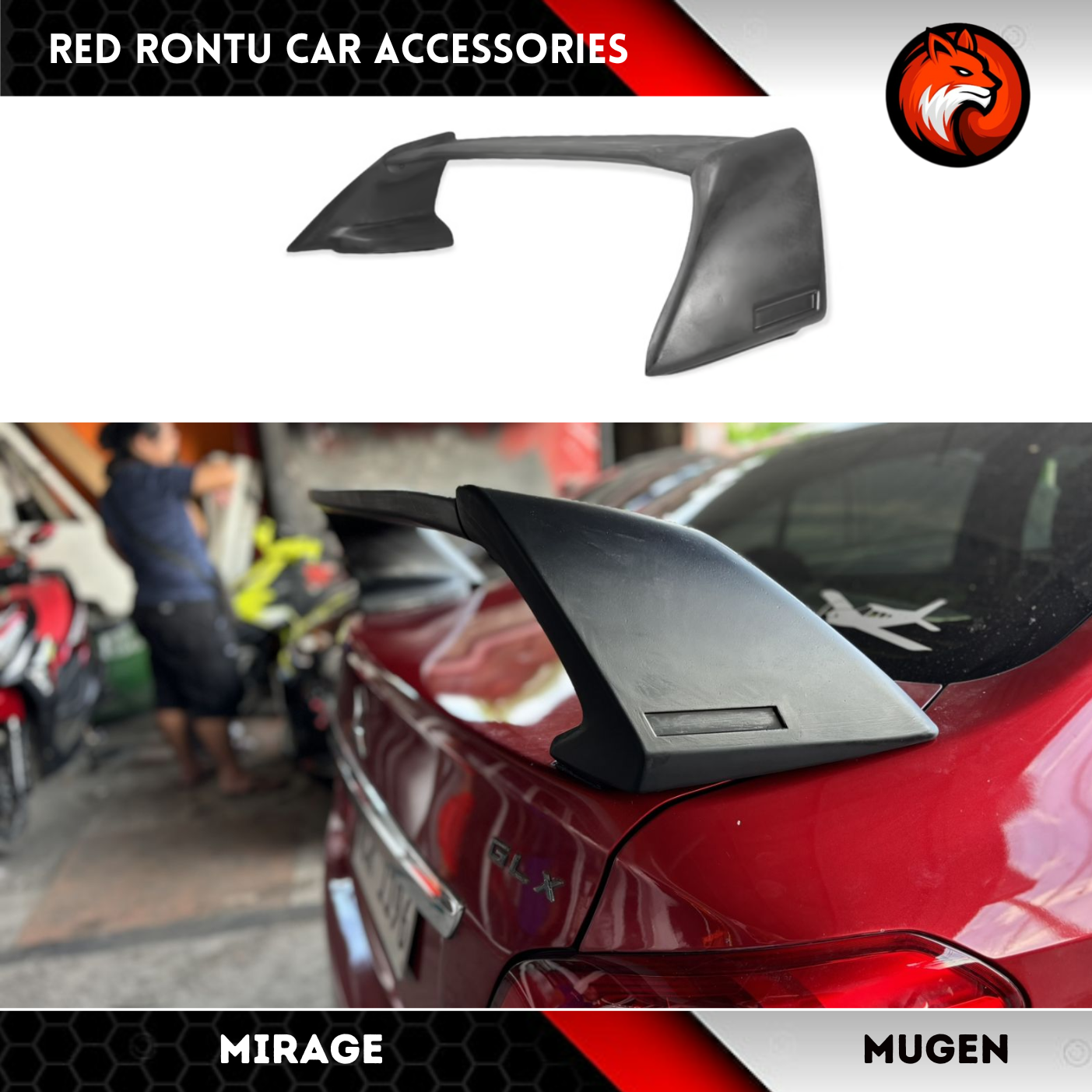 Mitsubishi Mirage G4 (Mugen Spoiler) Body Kit (FLAT Black Finished ...