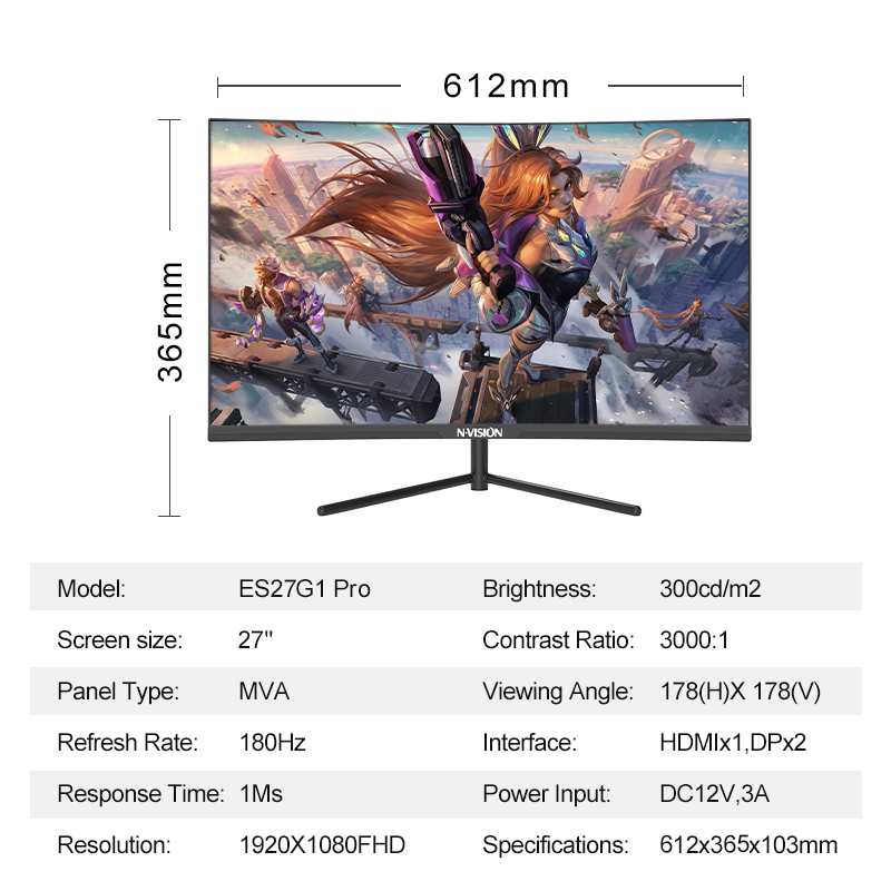 NVISION 32 Inch Monitor 165HZ Gaming Monitor PC Computer Monitor 1MS VA ...