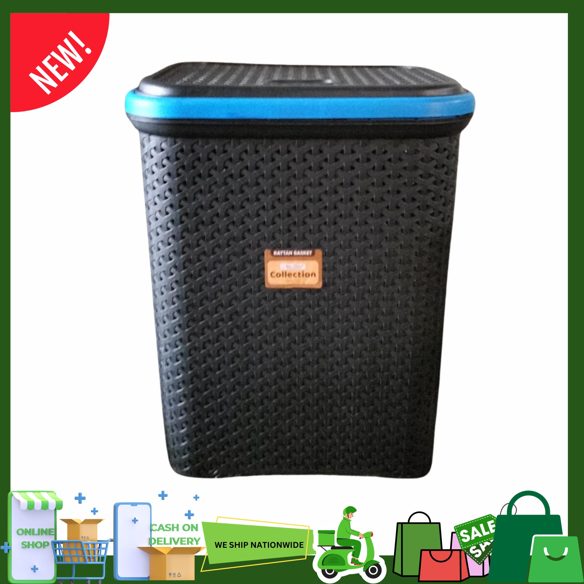 (ONHAND)8880 LRG BLK RATTAN STORAGE BASKET/PLASTIC RATTAN STORAGE ...