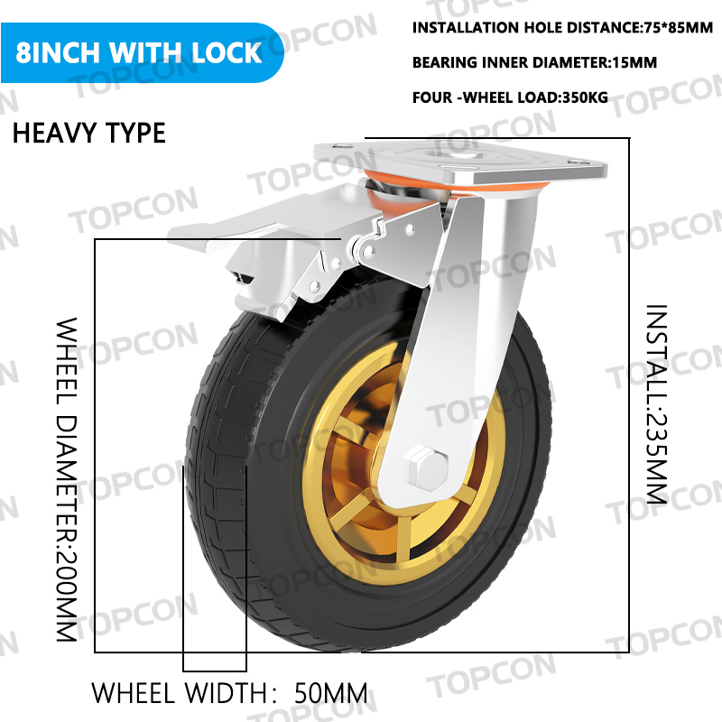 Universal Heavy Black Trolley Wheels Fixed/Rotating Band Lock Rubber ...