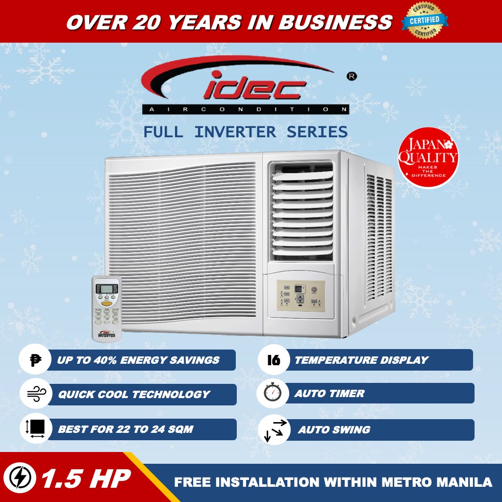 IDEC 1.5 HP Window Type Inverter Series Airconditioner with Remote ...