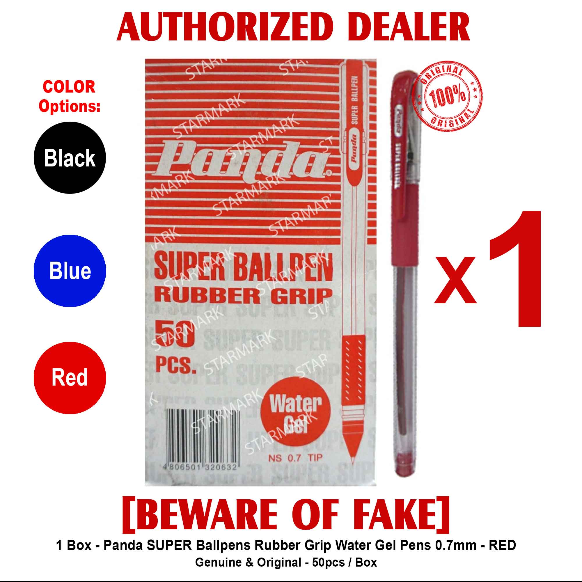 Panda Super Ballpen Ballpens SUPER Pens Rubber Grip BLACK BLUE RED ...