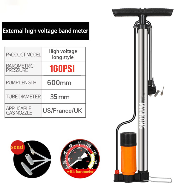 Bike Pump Motor High Pressure Bike Pump With Guage 160PSI Air Pump Manual Bicycle Pump Tire ...