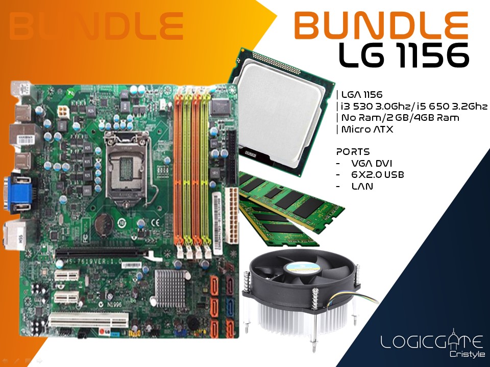 BUNDLE H55 i3 530/ i5 750 | 4GB/8GB | LGA 1156 4 Slot | Free: HSF Mobo ...