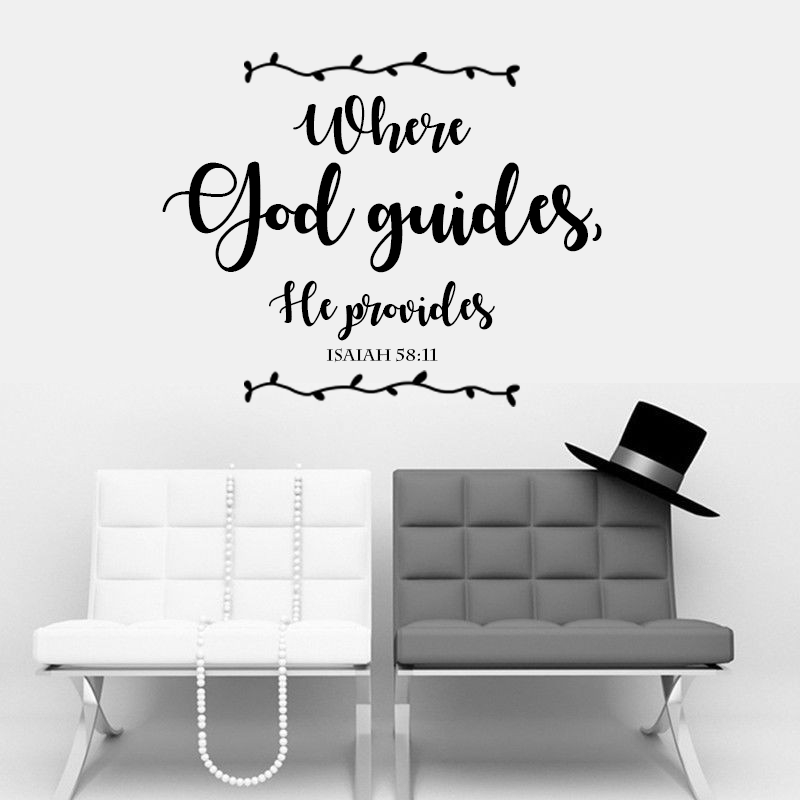 Wall Decal Sticker Bible Verse Where God Guides He Provides Sticker ...