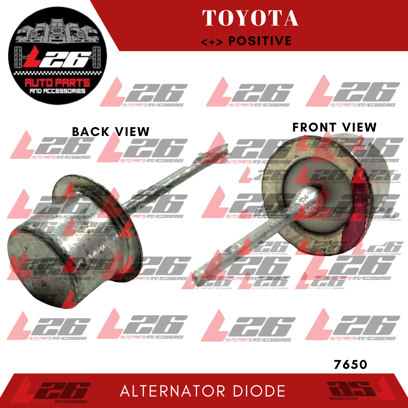 Toyota ALTERNATOR DIODE for Toyota Negative Positive BLACK RED 7650 ...