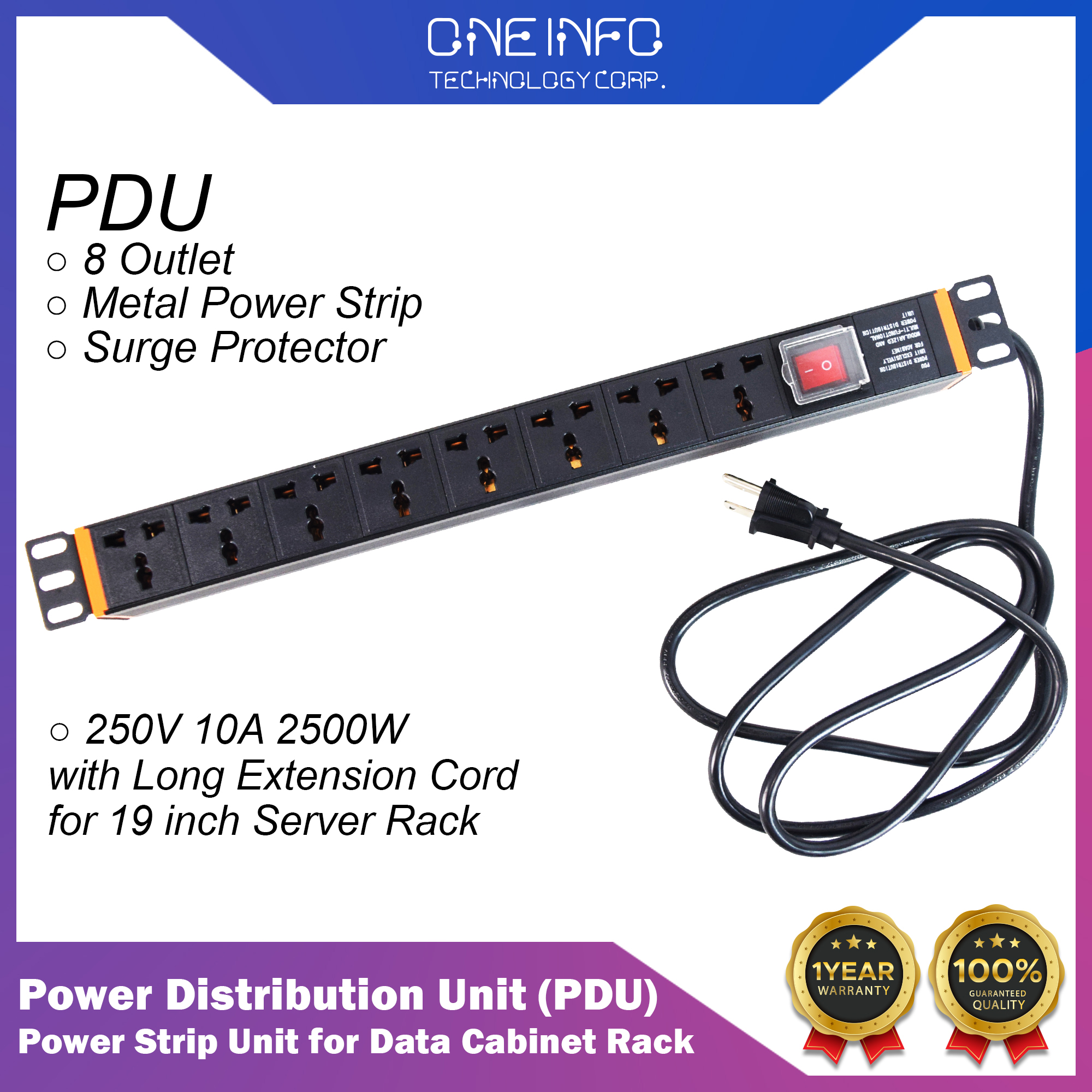 Power Distribution Unit (PDU) Power Strip Unit for Data Cabinet Rack ...