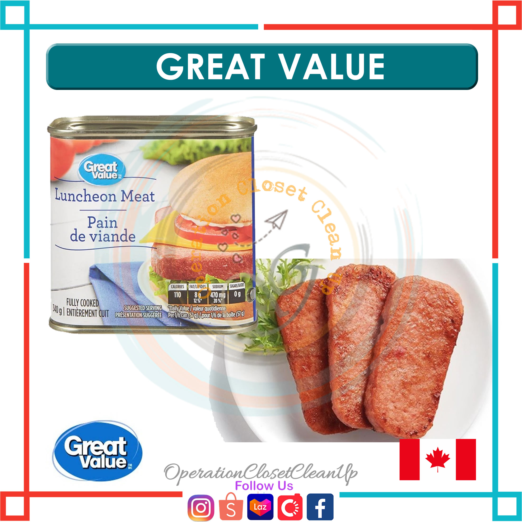 🇨🇦 Great Value Original Luncheon Meat, 340g (03.2024) | Lazada PH