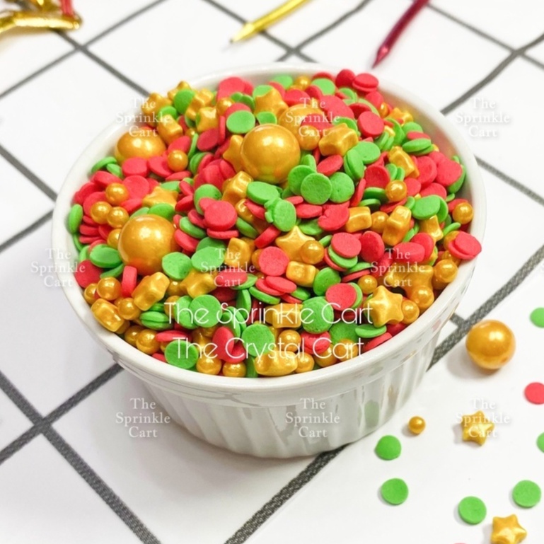 Christmas Theme Edible Sprinkles Dragees Bento Sampler Bauble ...