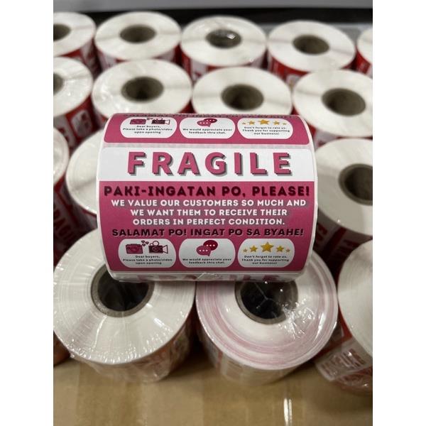 [Hot sales] new version tagalog PINK Fragile sticker labels 500pcs/roll ...