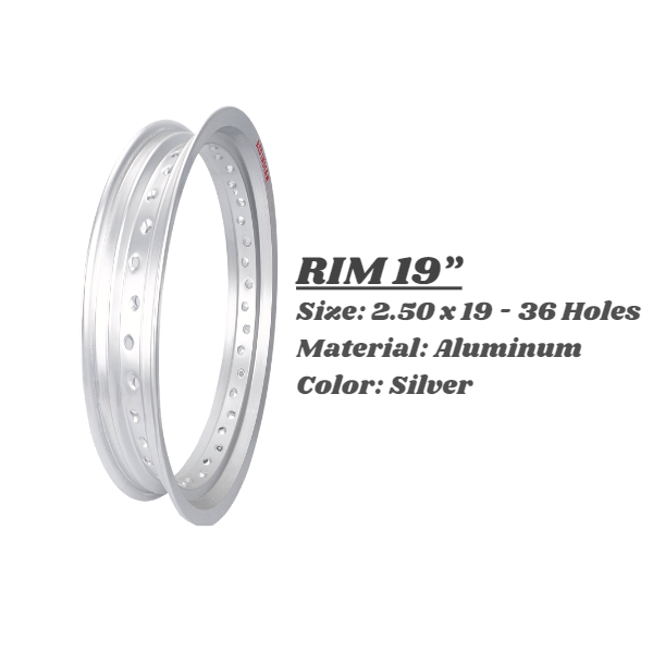 RIM 19" 36 & 40 HOLES WIDTH SIZE 2.50 INCH COLOR BLACK AND SILVER ...