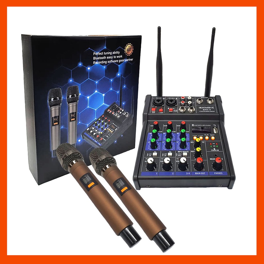 IMIX MIXER W/ DOUBLE UHF WIRELESS MIC BLUETOOTH DIGITAL DISPLAY SRK-4 ...