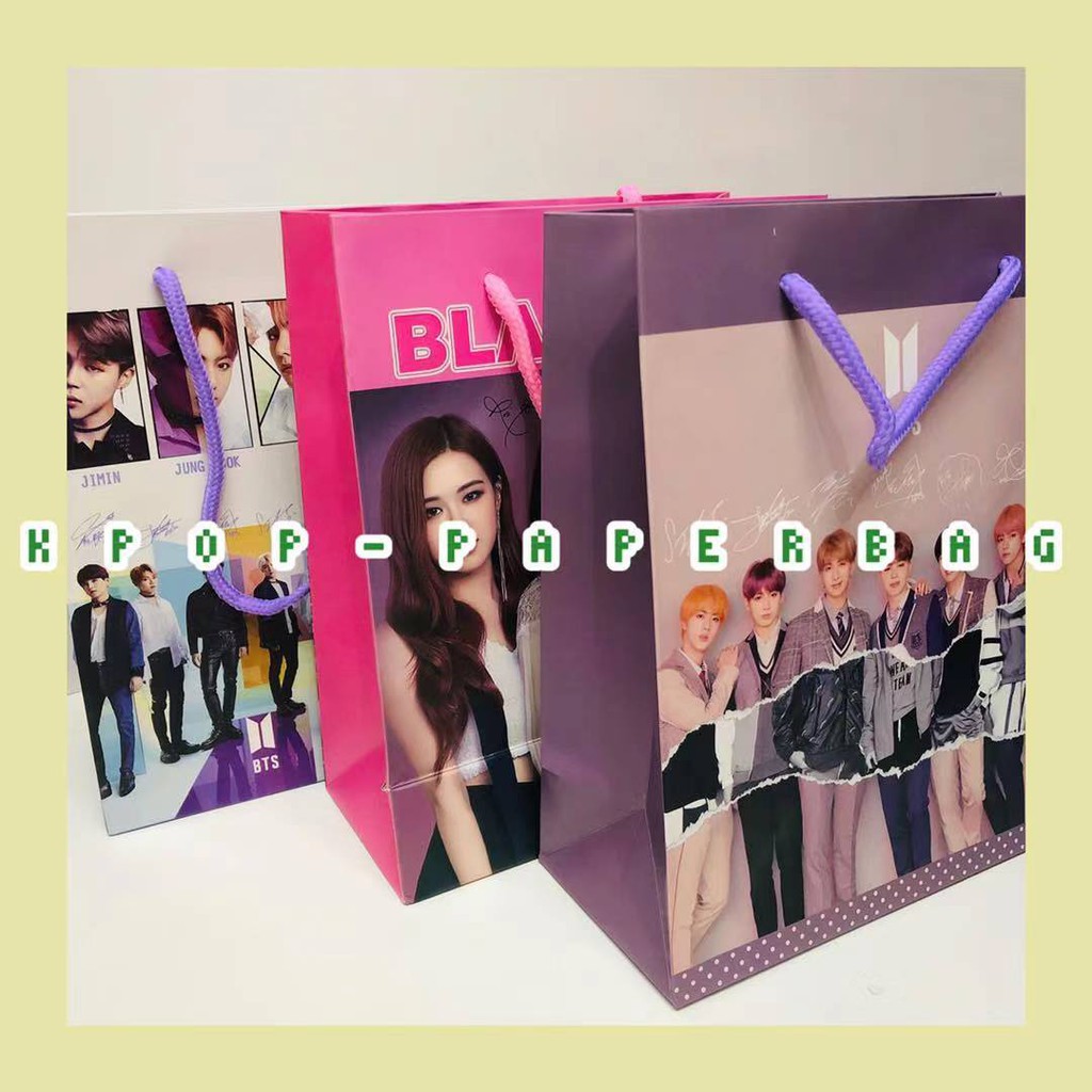 KPOP BTS BLACKPINK PAPER BAG GIFT WRAPPER BAG (M)oDN | Lazada PH