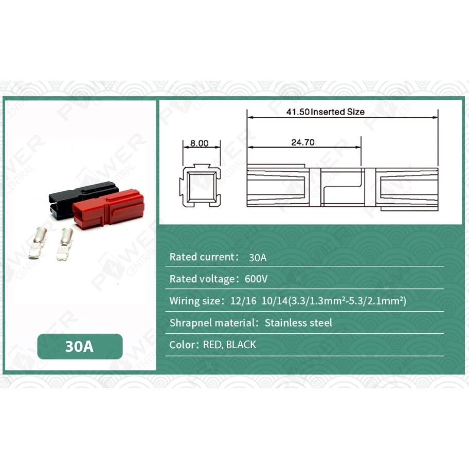 1 x Red 1 x Black Anderson Power Pole Connector 30A 75A 120A Plug ...